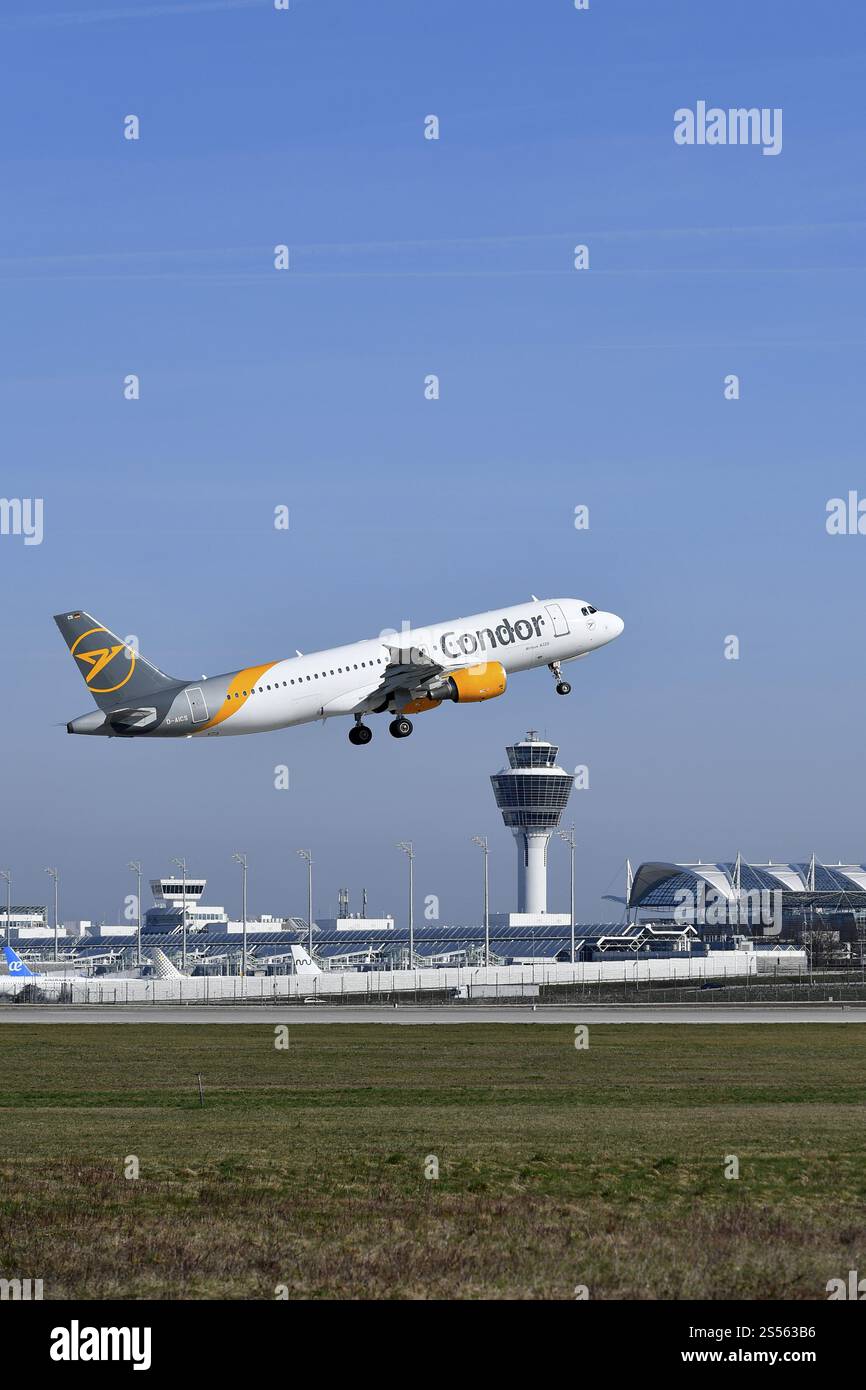 Condor Airlines Airbus A320 taking off on runway south with control ...