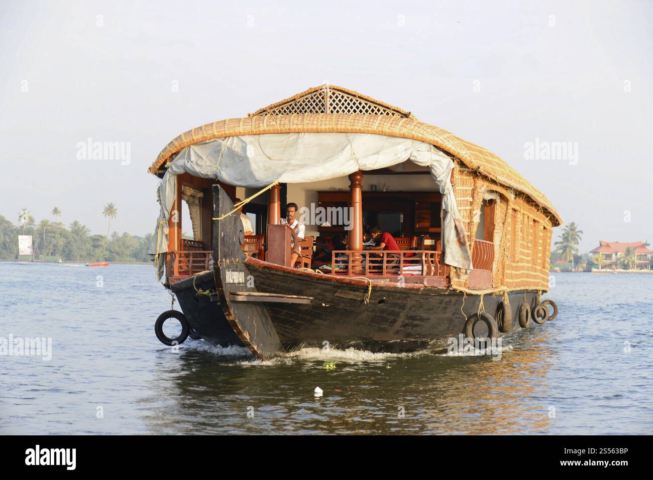 Houseboat, backwaters, near Alappuzha, Kerala, South India, India, Asia ...