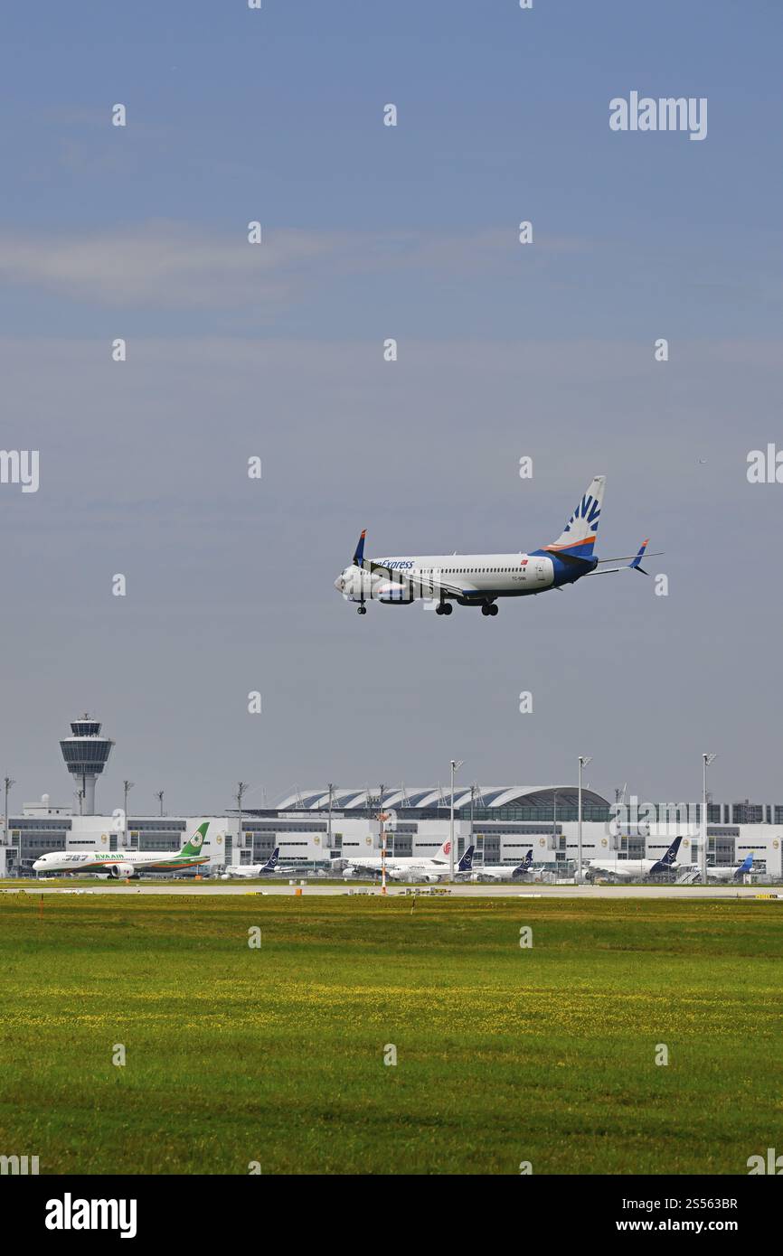Sun Express Boeing B737 lands on south runway with control tower and ...