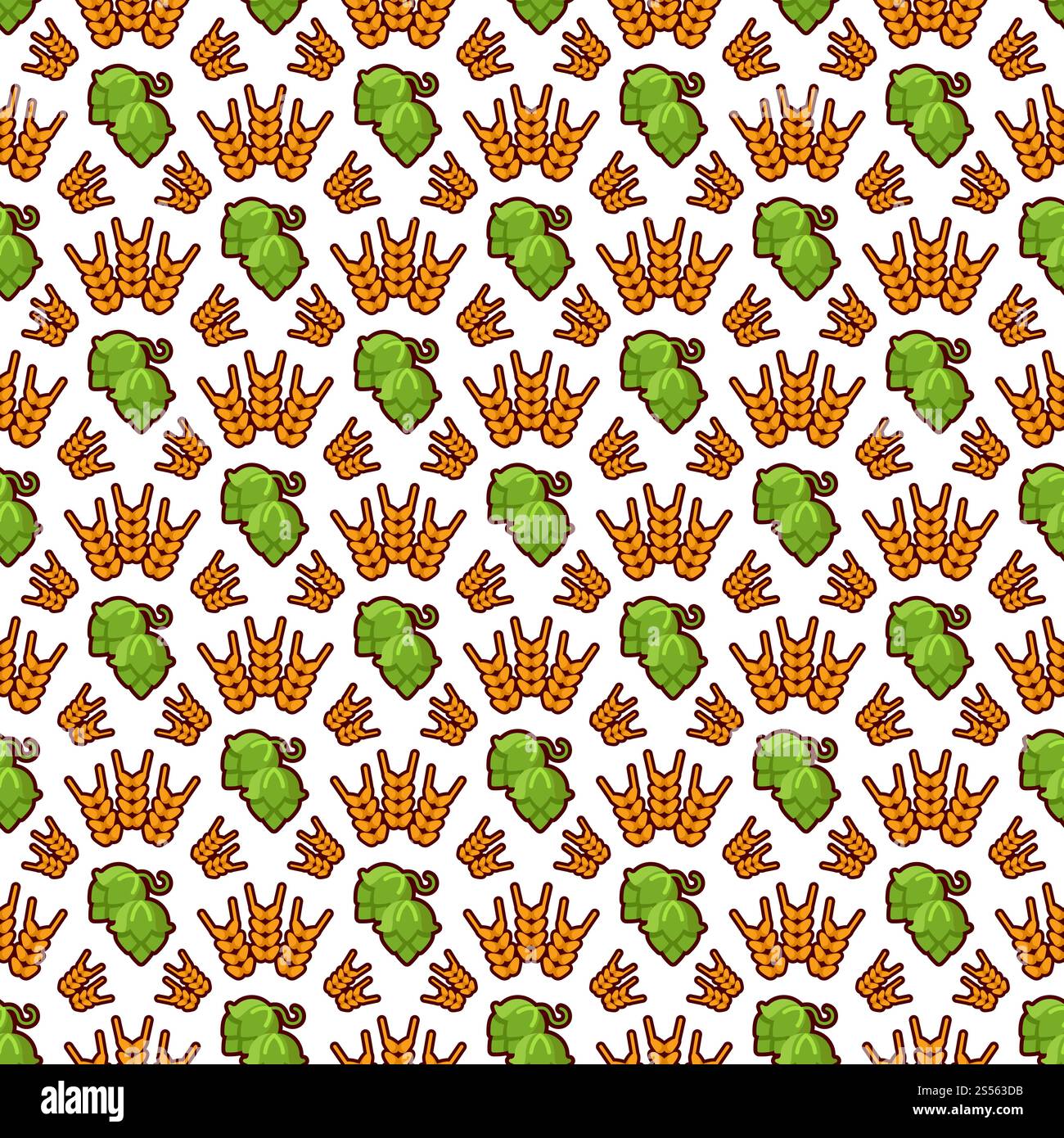 Hop and wreath seamless pattern design. Beer, harvest, agricultural ...