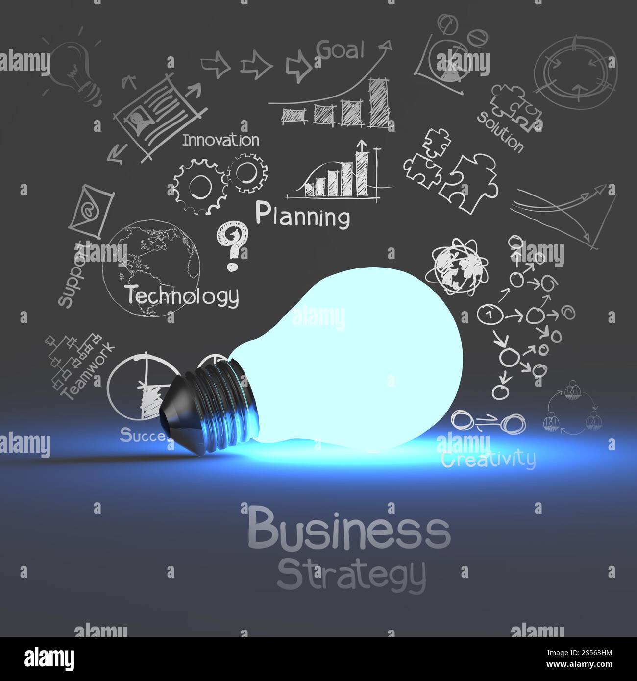 light bulb 3d on business strategy background Stock Photo - Alamy