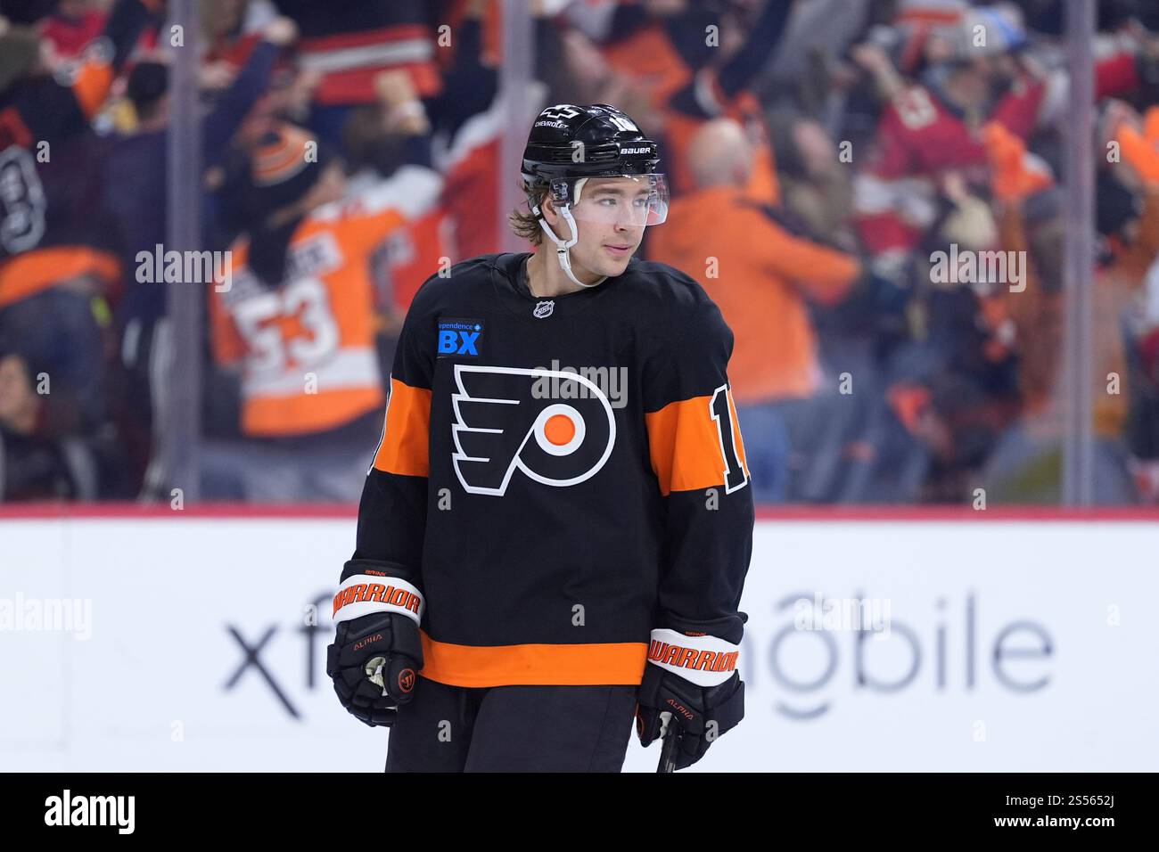 Philadelphia Flyers' Bobby Brink plays during an NHL hockey game ...
