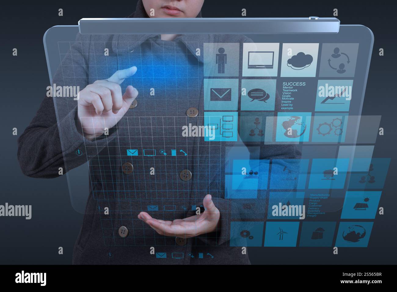 Website designer working with the new computer interface as design ...