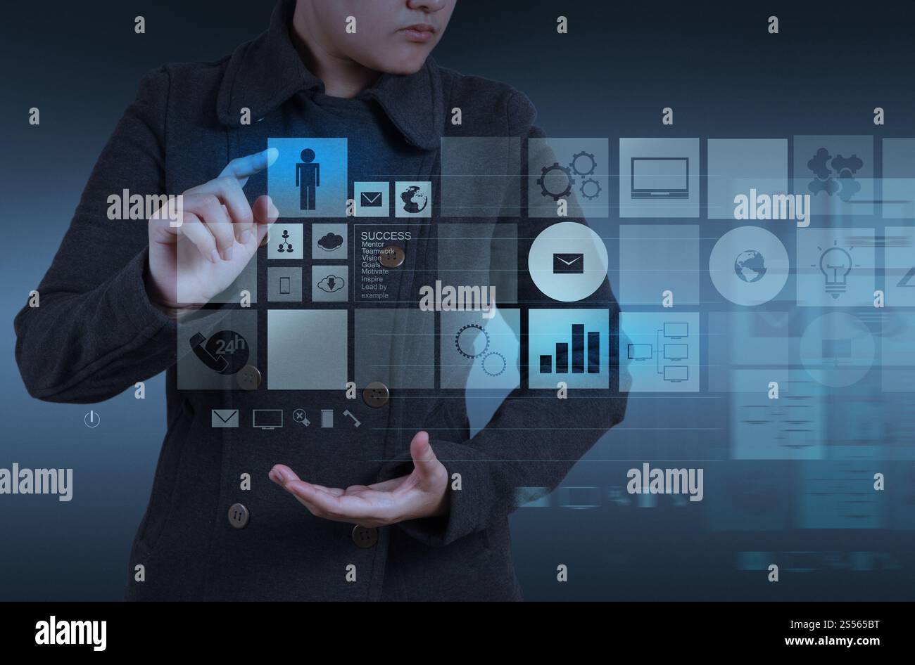 Website designer working with the new computer interface as design ...