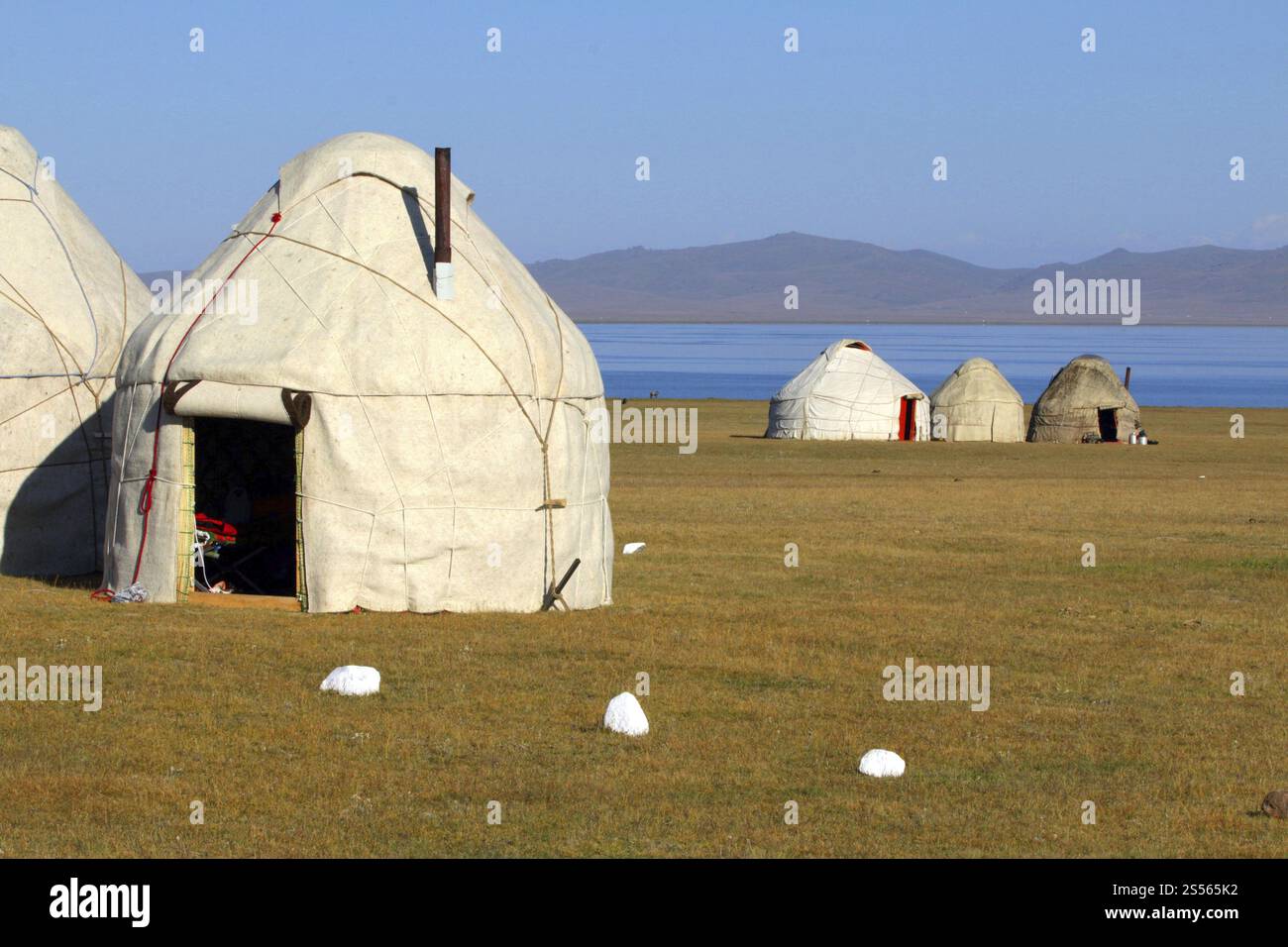 Yurt camp at Lake Songkoel (Son Kul, Song Kol), Kyrgyzstan, Asia Stock ...