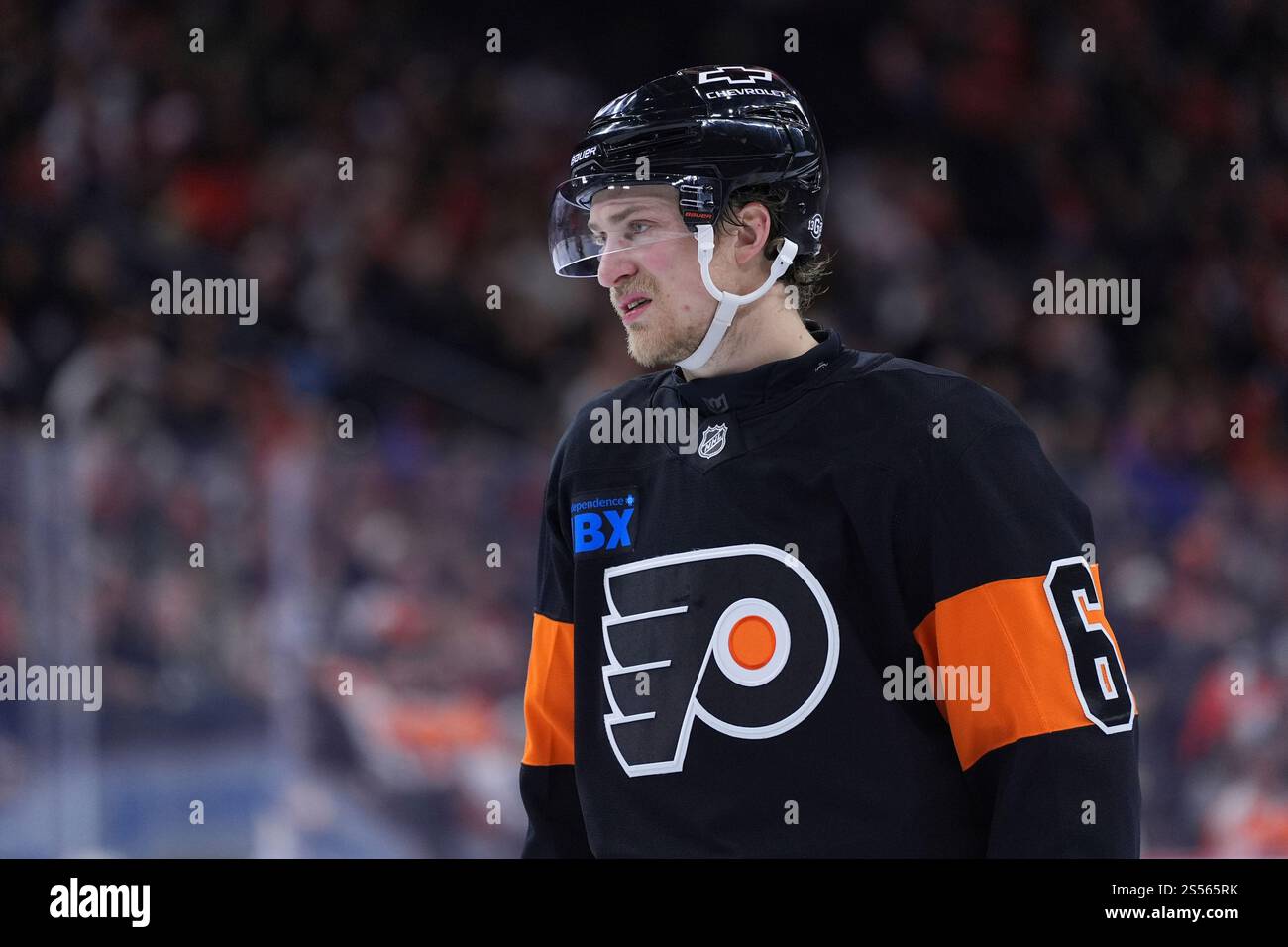 Philadelphia Flyers' Travis Sanheim plays during an NHL hockey game ...