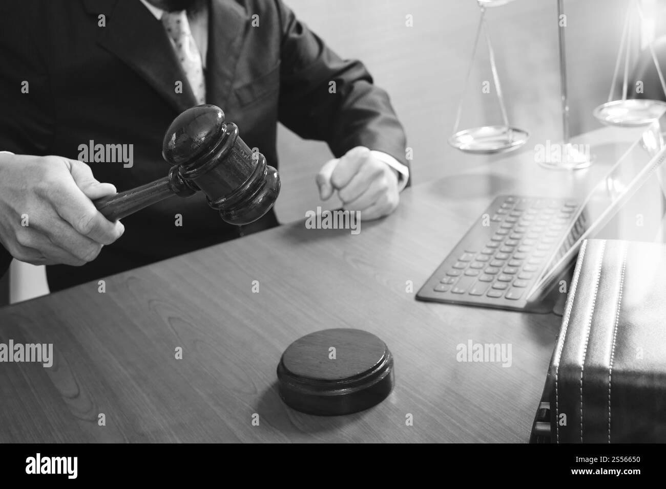 justice and law concept.Male judge in a courtroom with the gavel ...