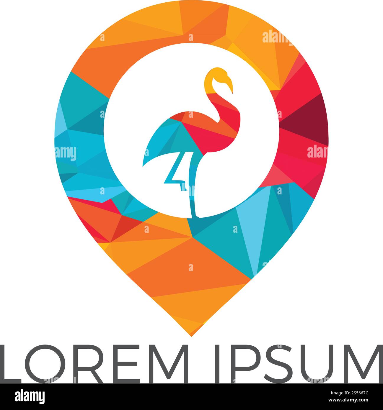 Flamingo and map pointer logo design. Modern location icon logo vector ...