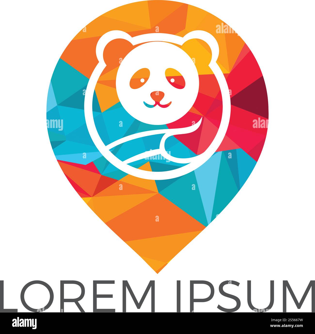 Panda and map pointer logo design. Panda locator logo design. Animal ...