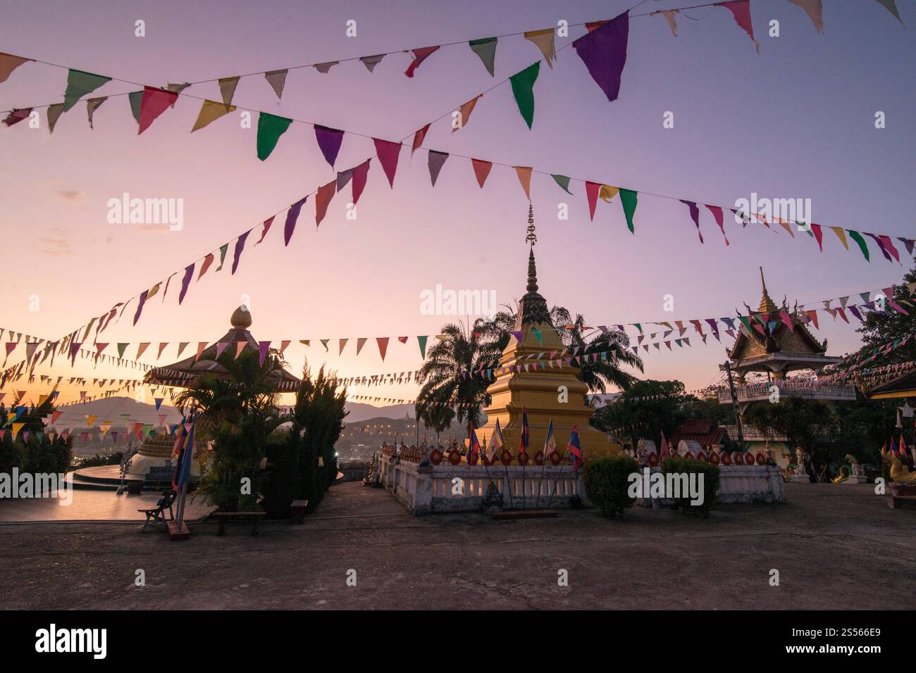 the Wat Chomkao Manilat at the Village of Huay Xai in Lao at the Mekong ...