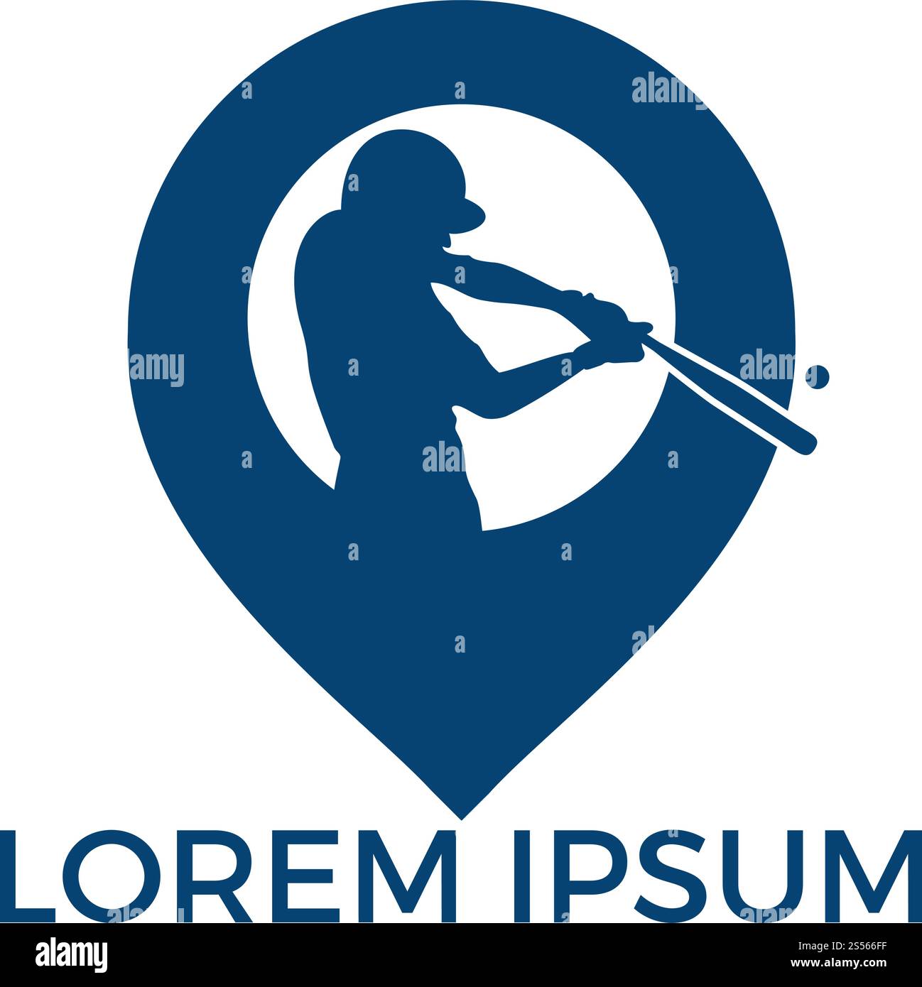 Baseball and map pointer logo design. Game and GPS locator symbol or ...