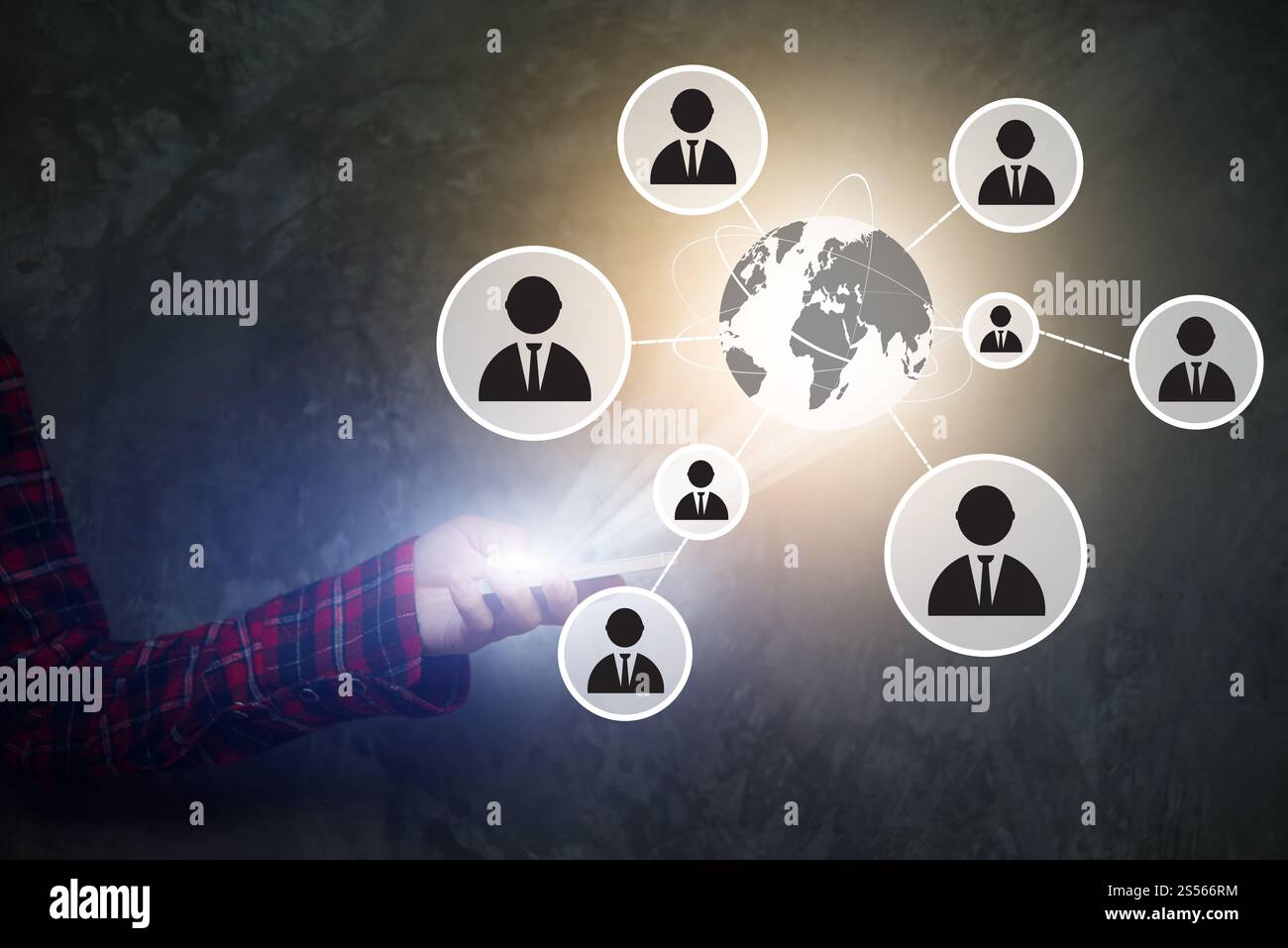 Modern communication technology illustration on mobile phone screen ...