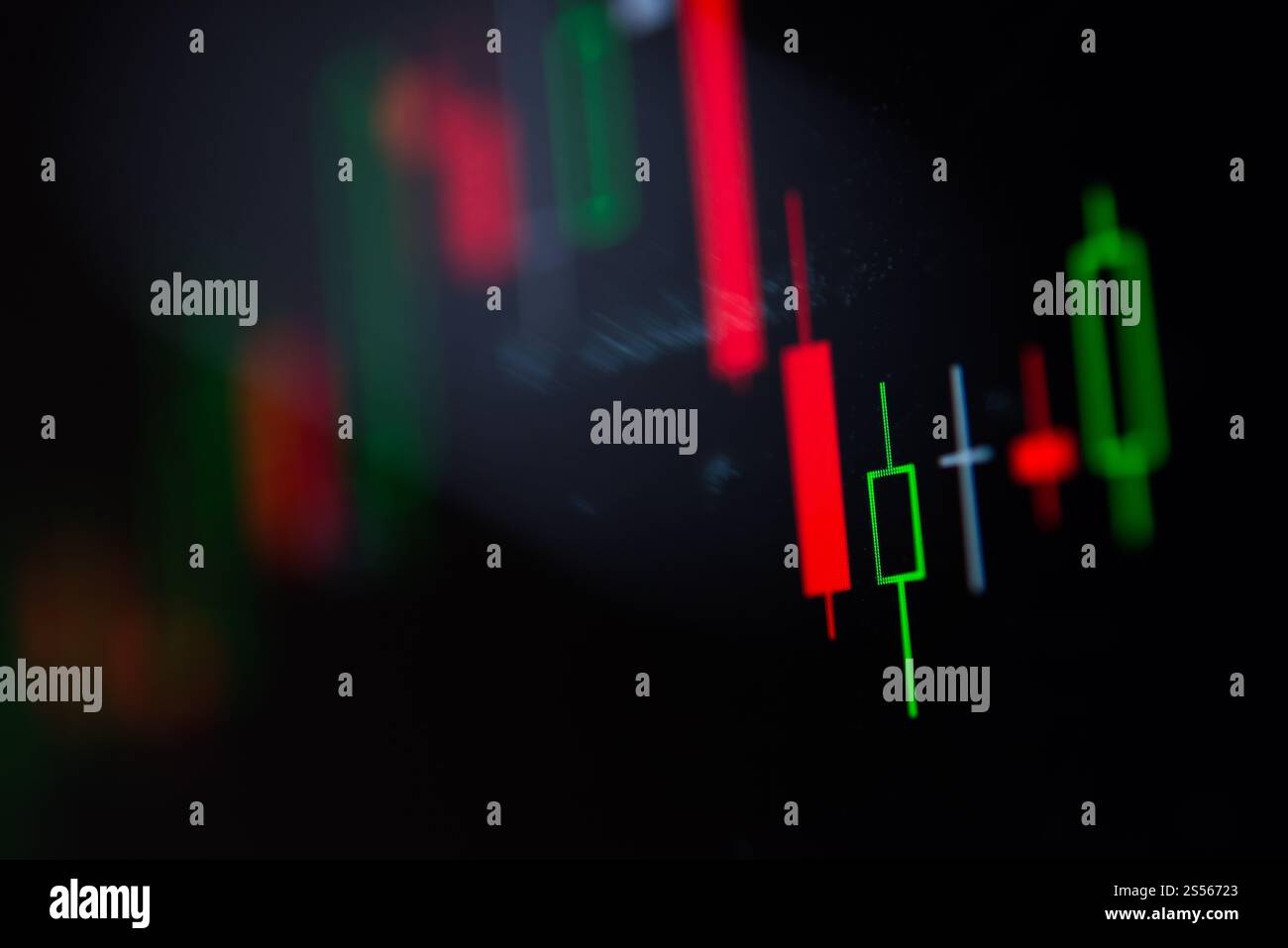Close-up LED charts and summary info for making stock trading graph ...