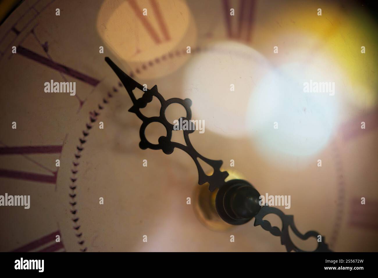 Close up of hands on vintage clock face Stock Photo - Alamy