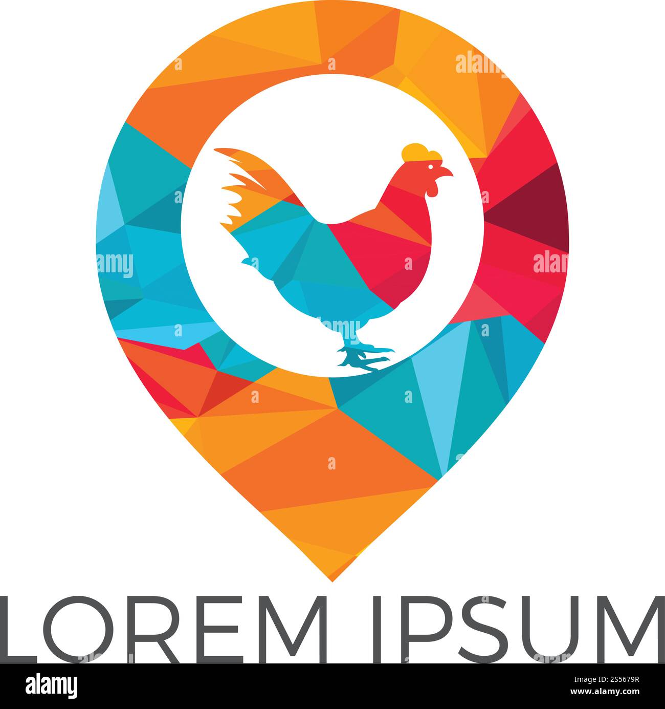 Chicken and map pointer logo design. Chicken farm locator logo design ...