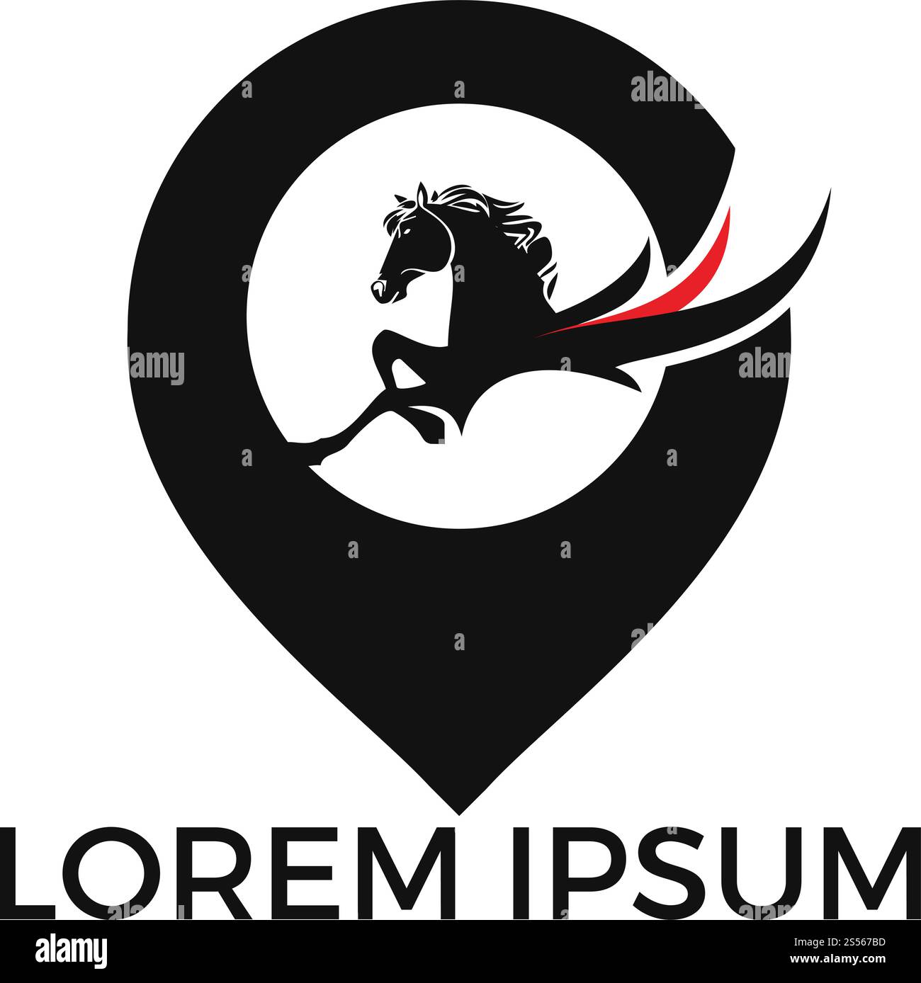 Horse and map pointer logo design. Horse locator logo design. Animal ...