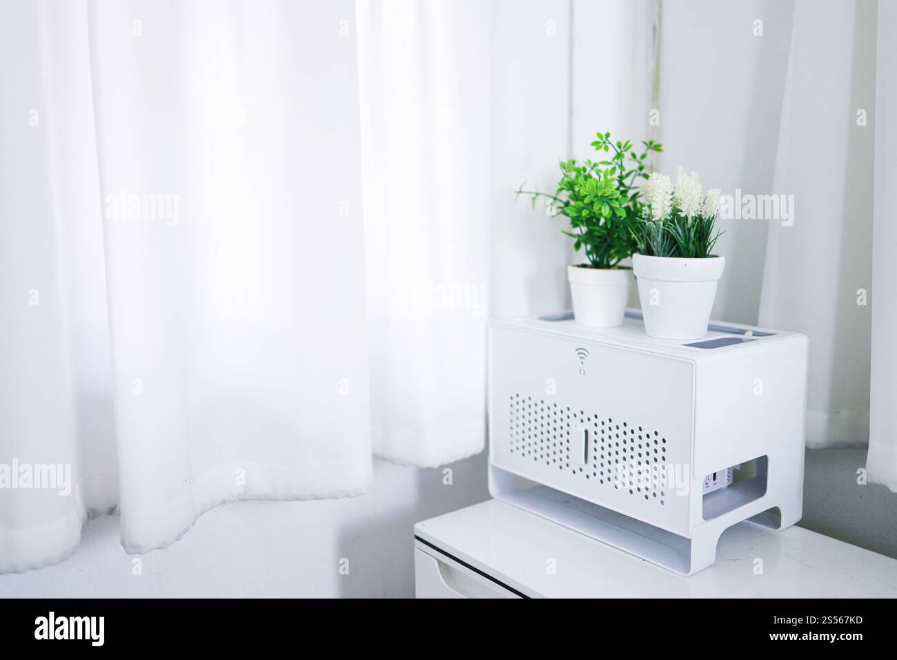 Wifi zone at home. wireless router Wifi sign on table smart home and ...