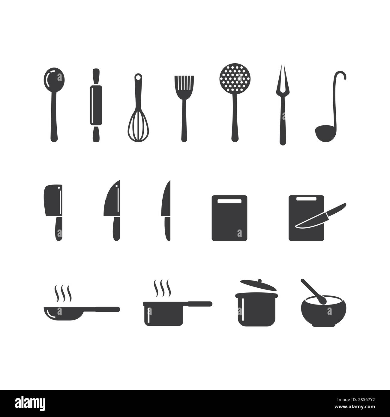Kitchen icon cooking tools vector flat design Stock Photo - Alamy