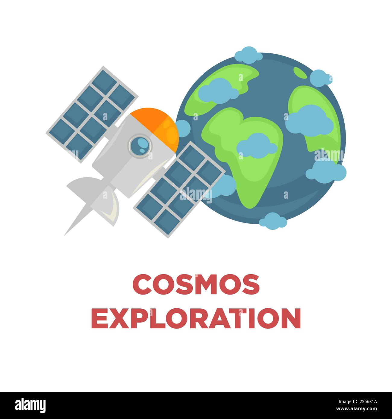 Cosmos exploration scientific promotional poster with Earth globe and ...