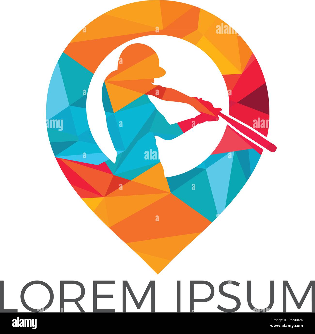 Baseball and map pointer logo design. Game and GPS locator symbol or ...