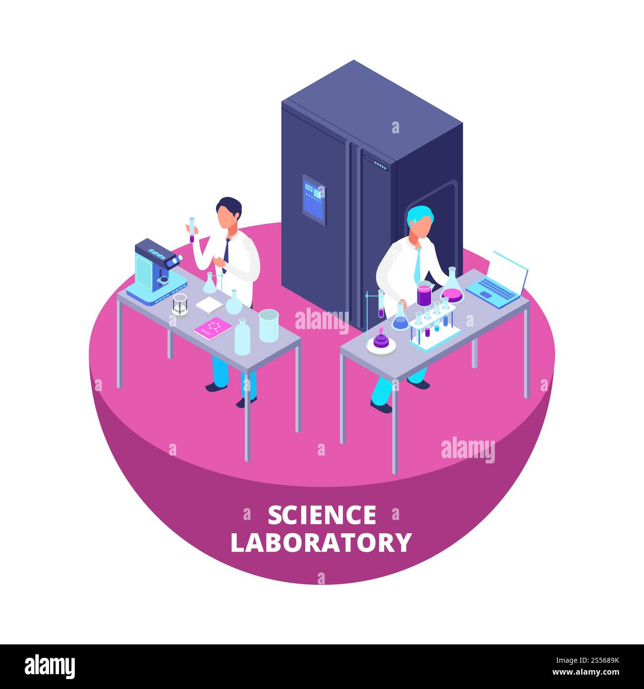 Science laboratory 3d isometric research lab with laboratory equipment ...