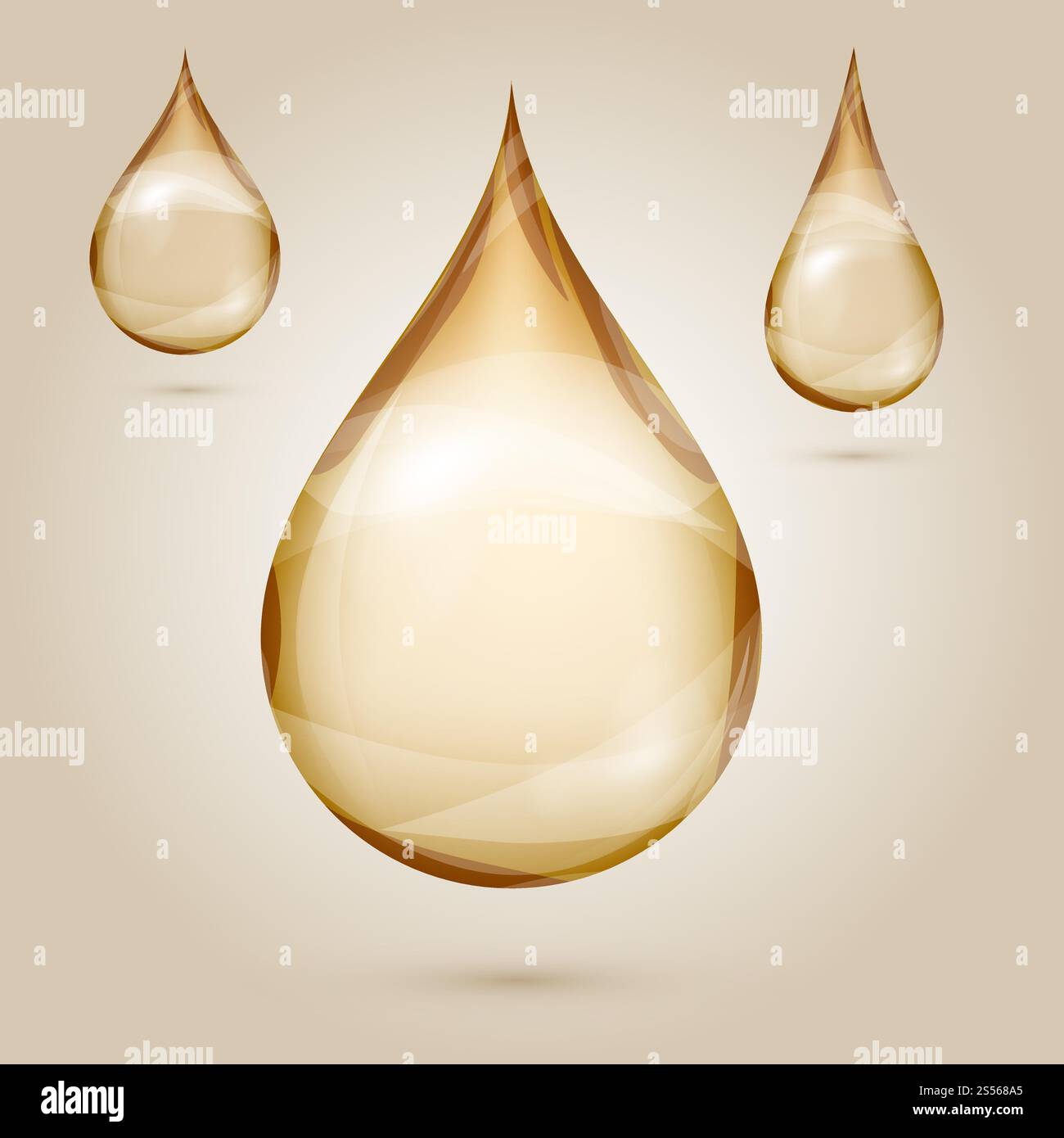 Shine yellow oil drops isolated vector illustration. Golden cosmetic ...