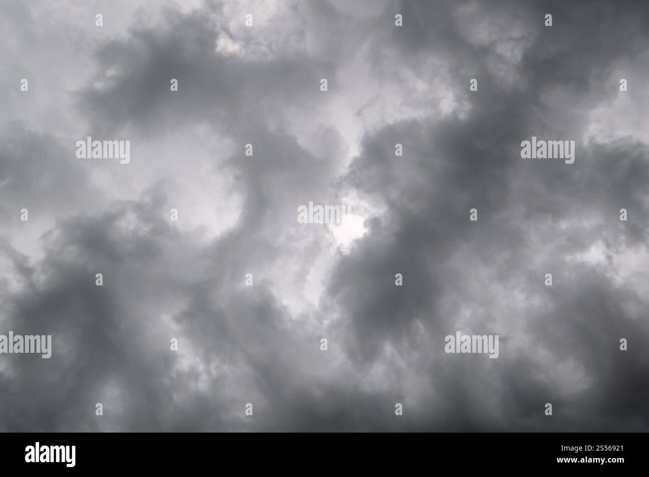 Dark dramatic cloudy overcast sky with thunderstorm clouds. Natural bad ...