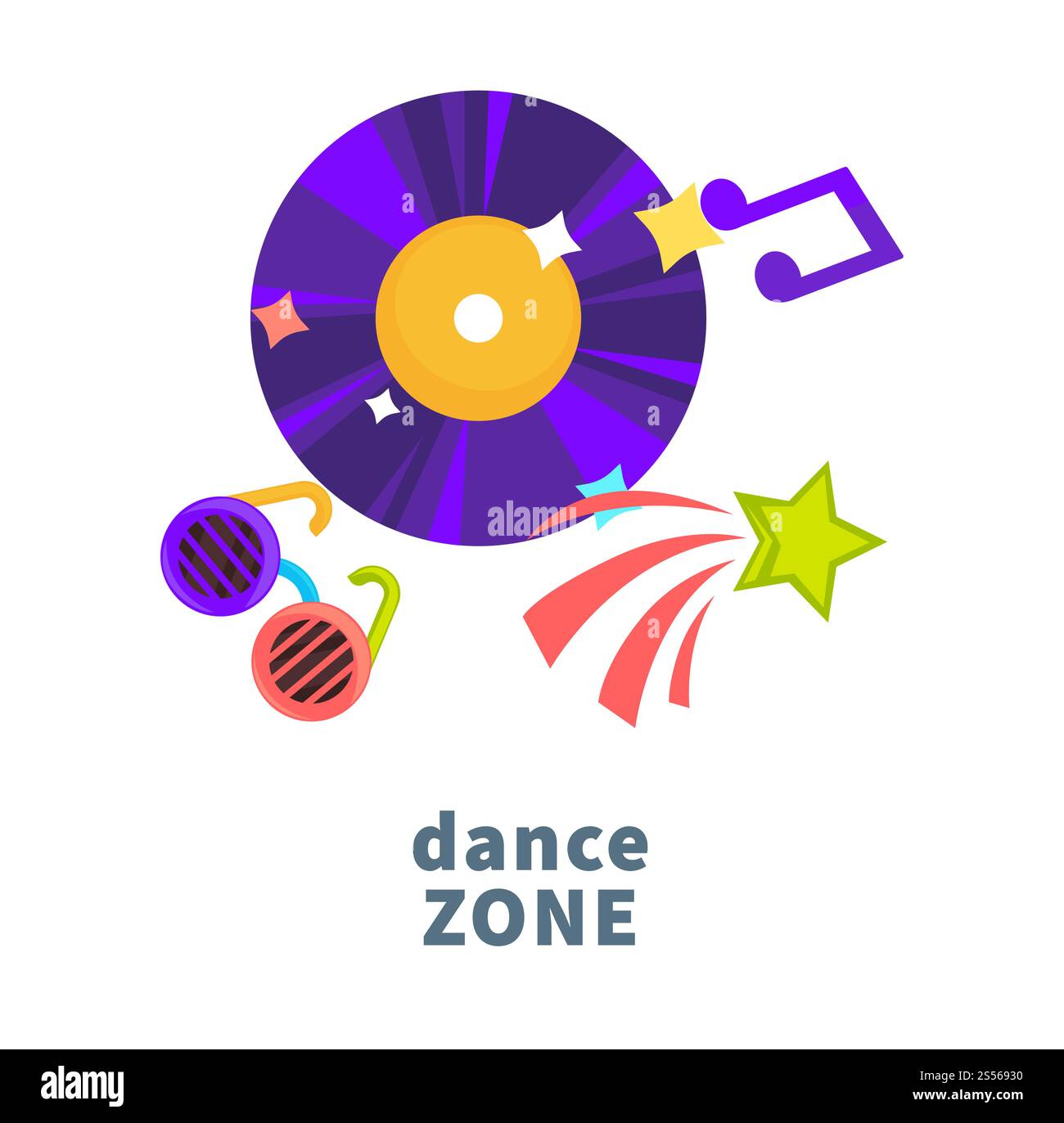 Night party or dance disco club vector icons. Birthday or holiday ...