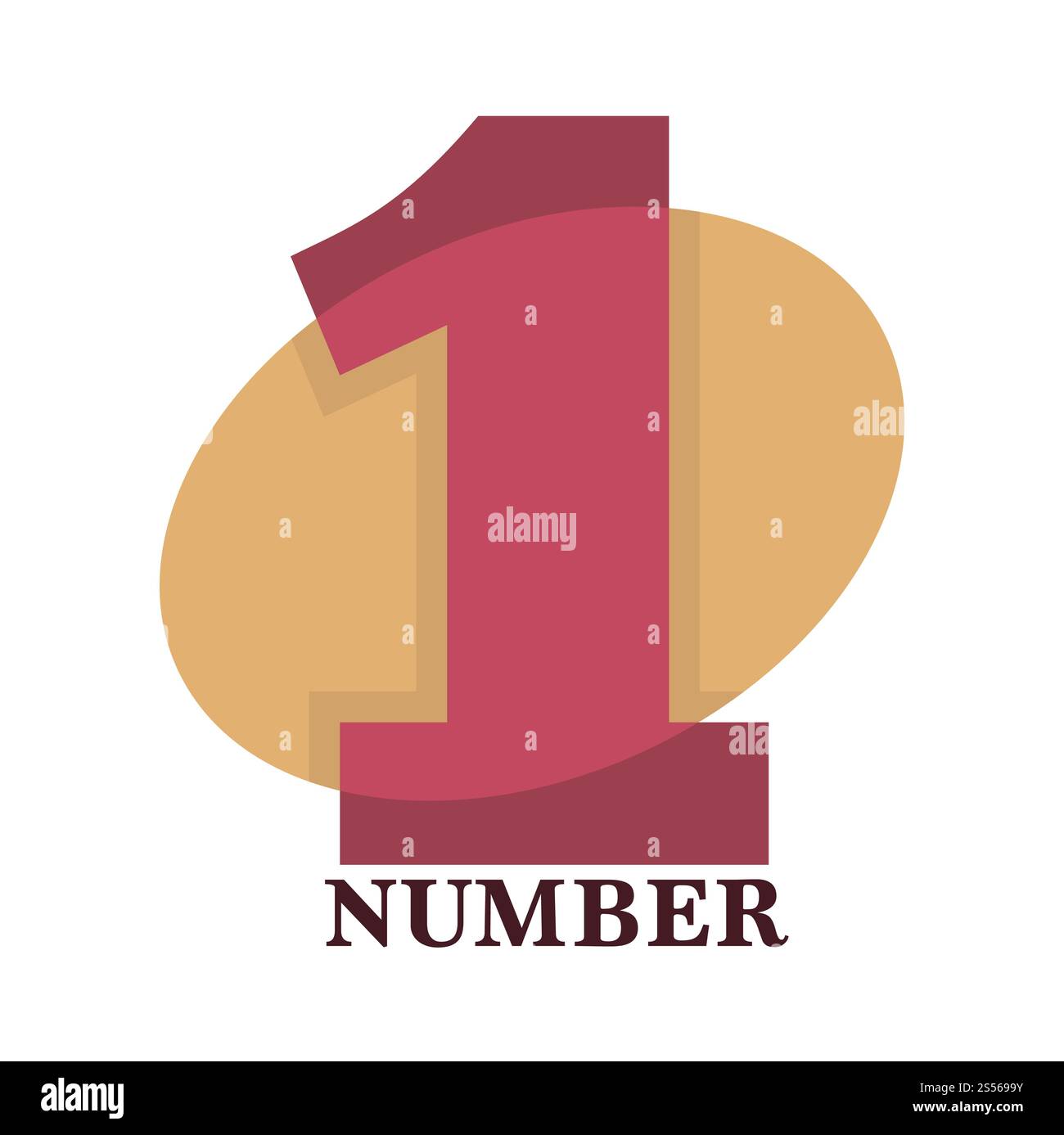 Number one emblemwith stars and ribbons around big numeral isolated ...