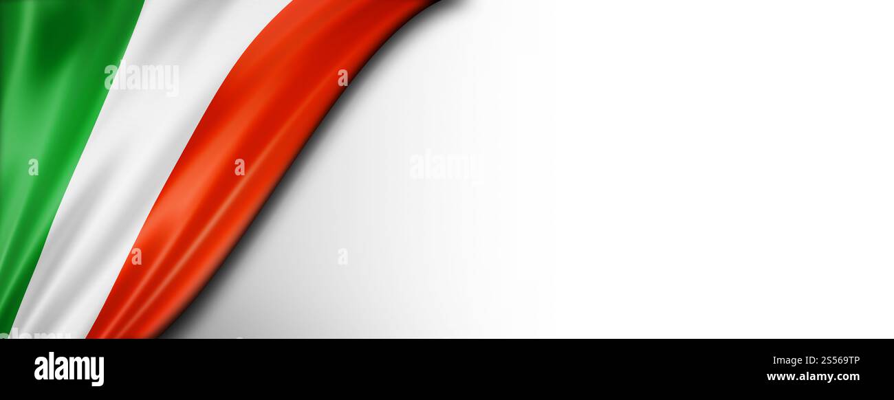 Italy flag isolated on white. Horizontal panoramic banner. Italian flag ...