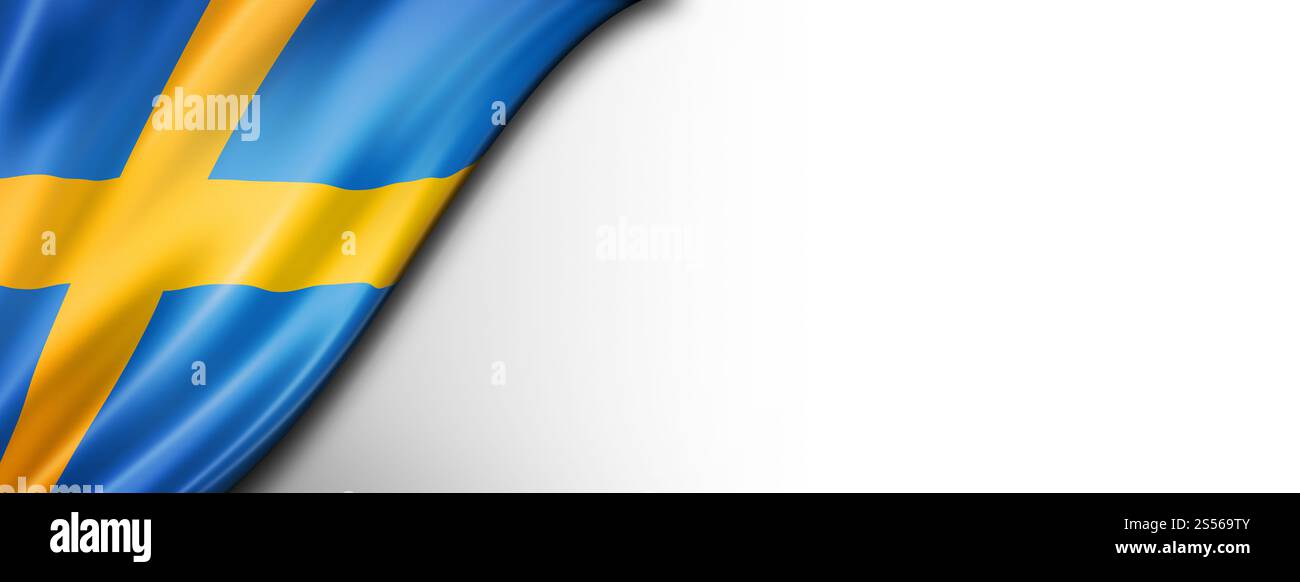 Sweden flag isolated on white. Horizontal panoramic banner. Swedish ...