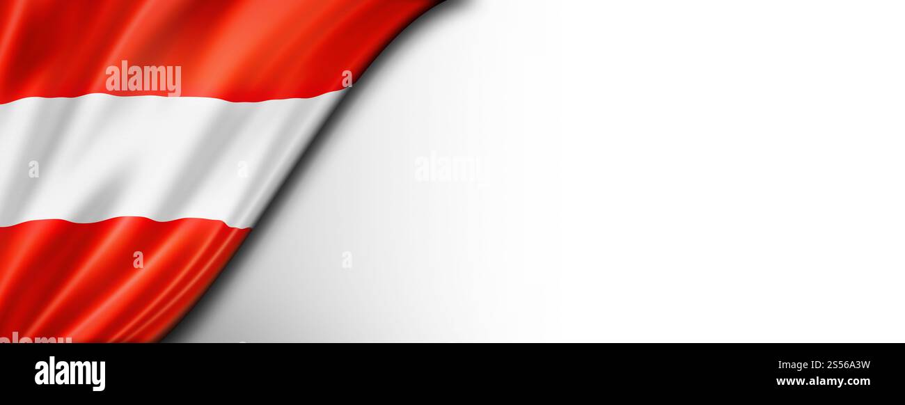 Austria flag isolated on white. Horizontal panoramic banner. Austrian ...