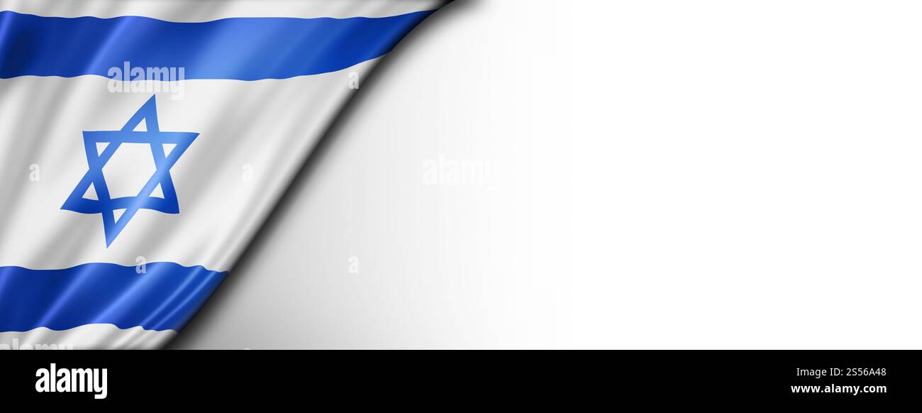 Israel flag isolated on white. Horizontal panoramic banner. Israeli ...