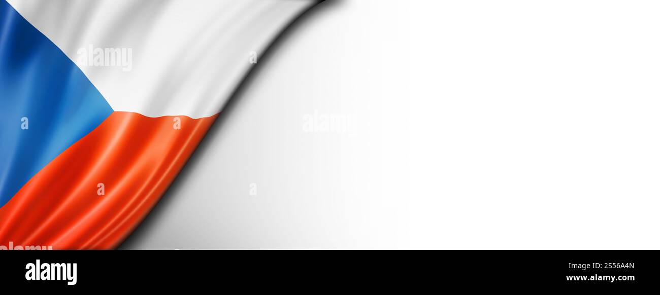 Czech Republic flag isolated on white. Horizontal panoramic banner ...