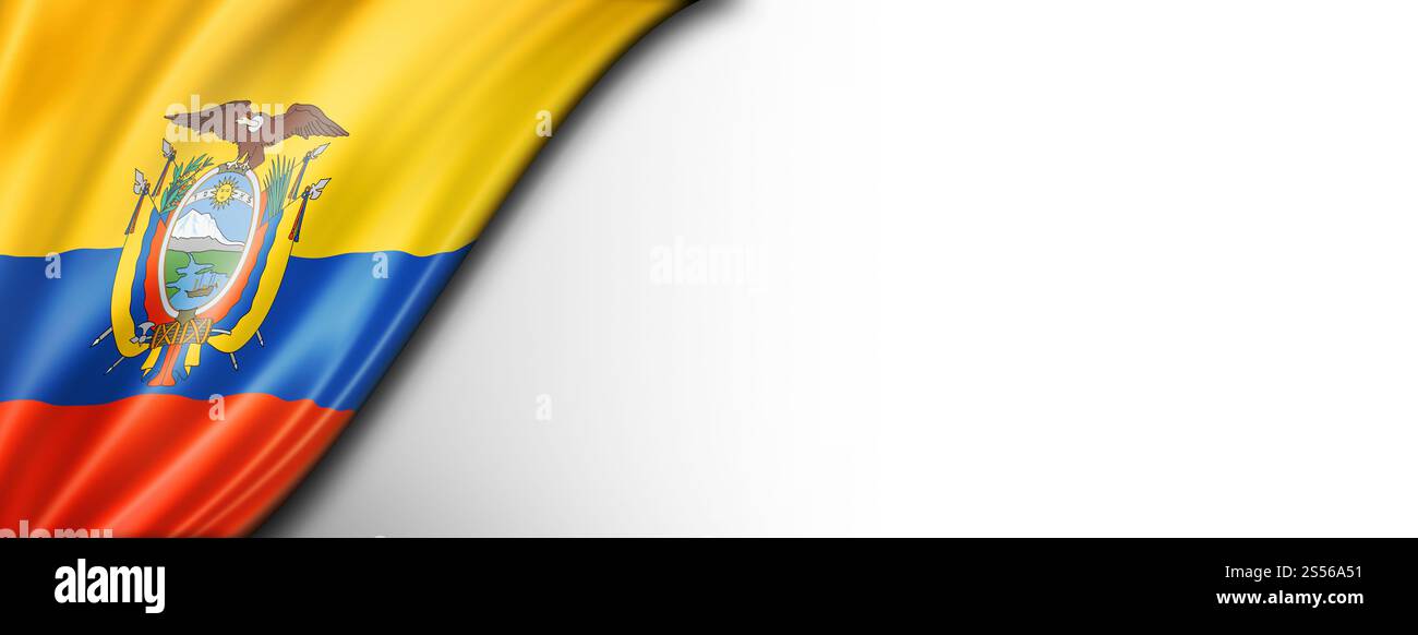 Ecuador flag isolated on white. Horizontal panoramic banner. Ecuadorian ...