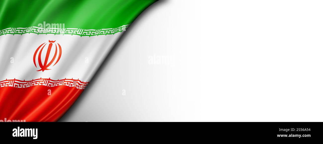 Iran flag isolated on white. Horizontal panoramic banner. Iranian flag ...