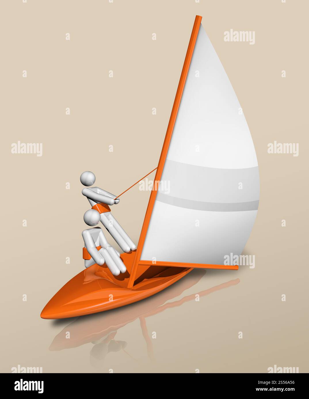 three dimensional sailing symbol, olympic sports. Illustration. Sailing ...