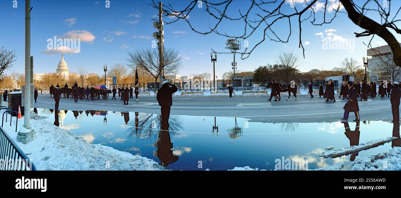 Funeral of Late Former US President Jimmy Carter on a horse-drawn ...