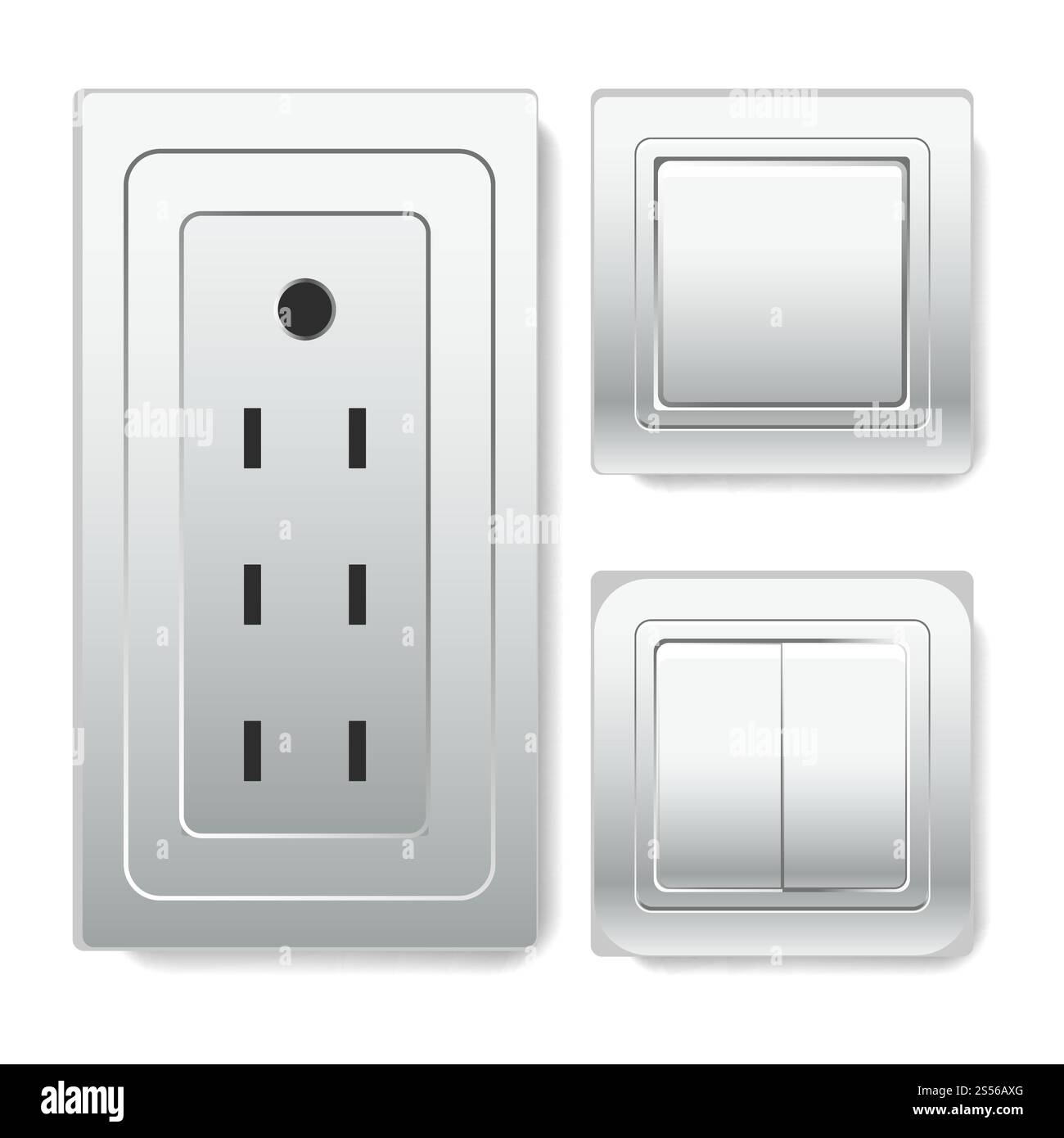 Big socket with euro connector and square plastic light switches with ...