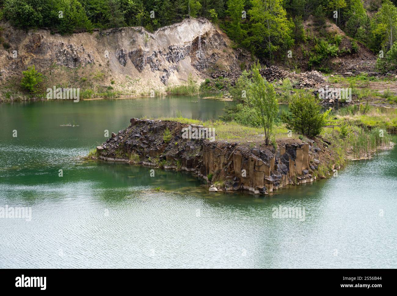 Summer Basalt Pillars Geological Reserve and Basaltove lake, Kostopil ...