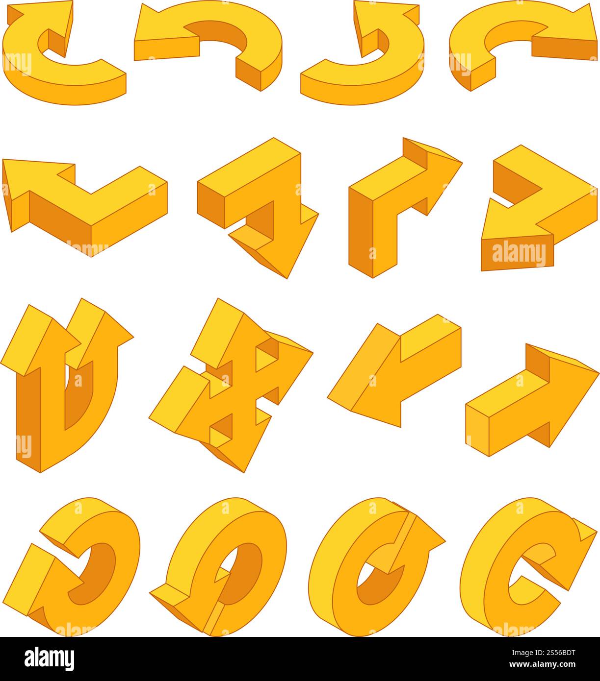 Set Pictures Of Isometric Arrows In Various Direction 3d Arrow Web Navigation And Pointer