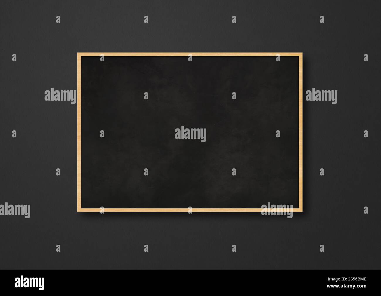 Traditional blackboard isolated on a black background. Blank horizontal ...