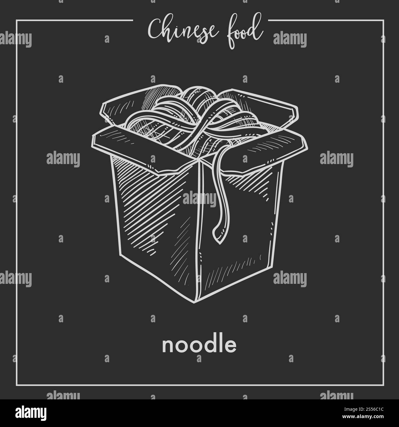 Chinese food noodles box sketch icon for China cuisine menu. Vector ...