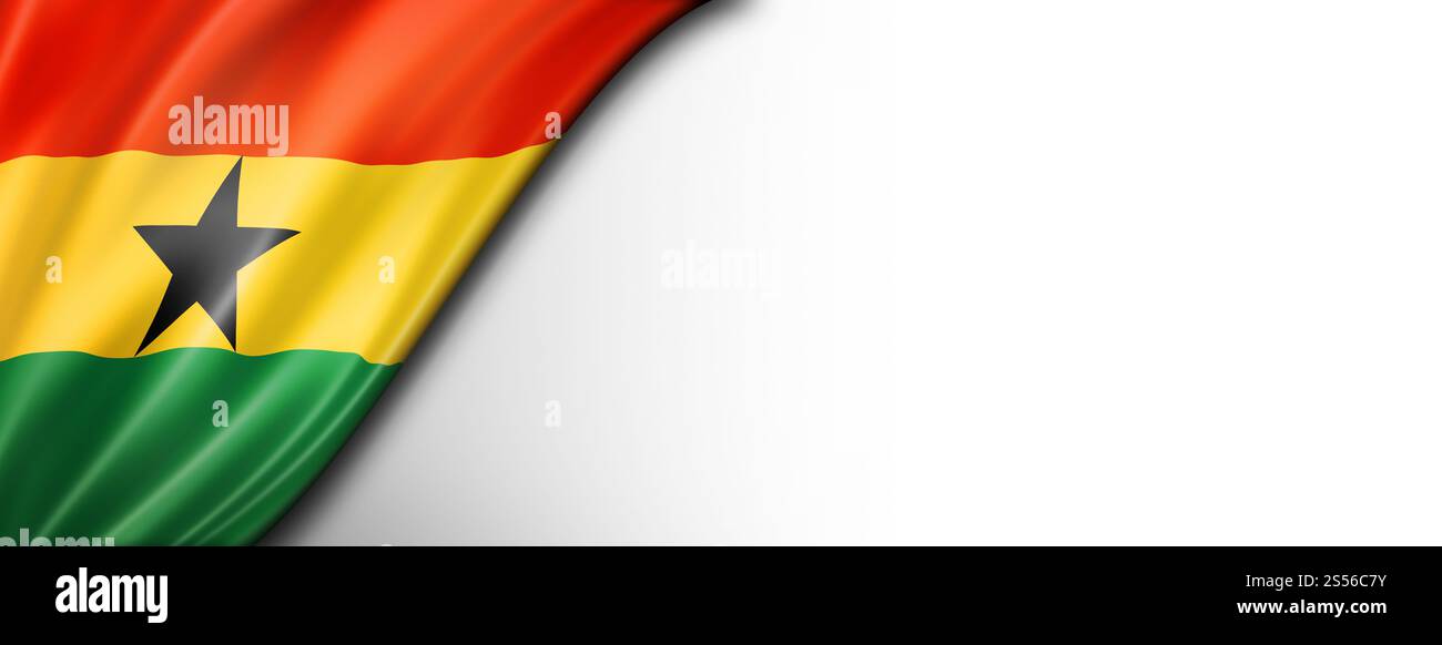 Ghana flag isolated on white. Horizontal panoramic banner. Ghanaian ...