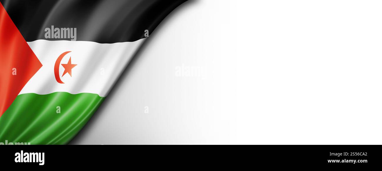 Sahrawi Arab Democratic Republic flag isolated on white. Horizontal ...