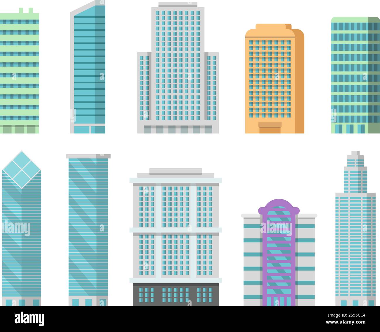 Vector office buildings isolate on white. Illustrations of modern ...