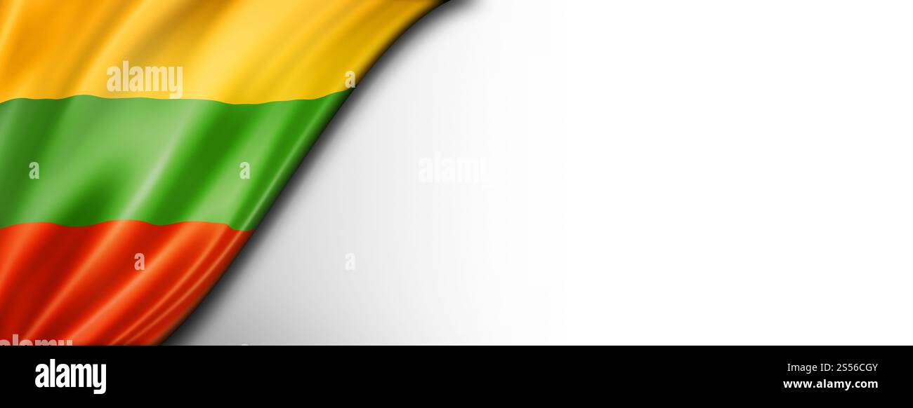 Lithuania flag isolated on white. Horizontal panoramic banner ...