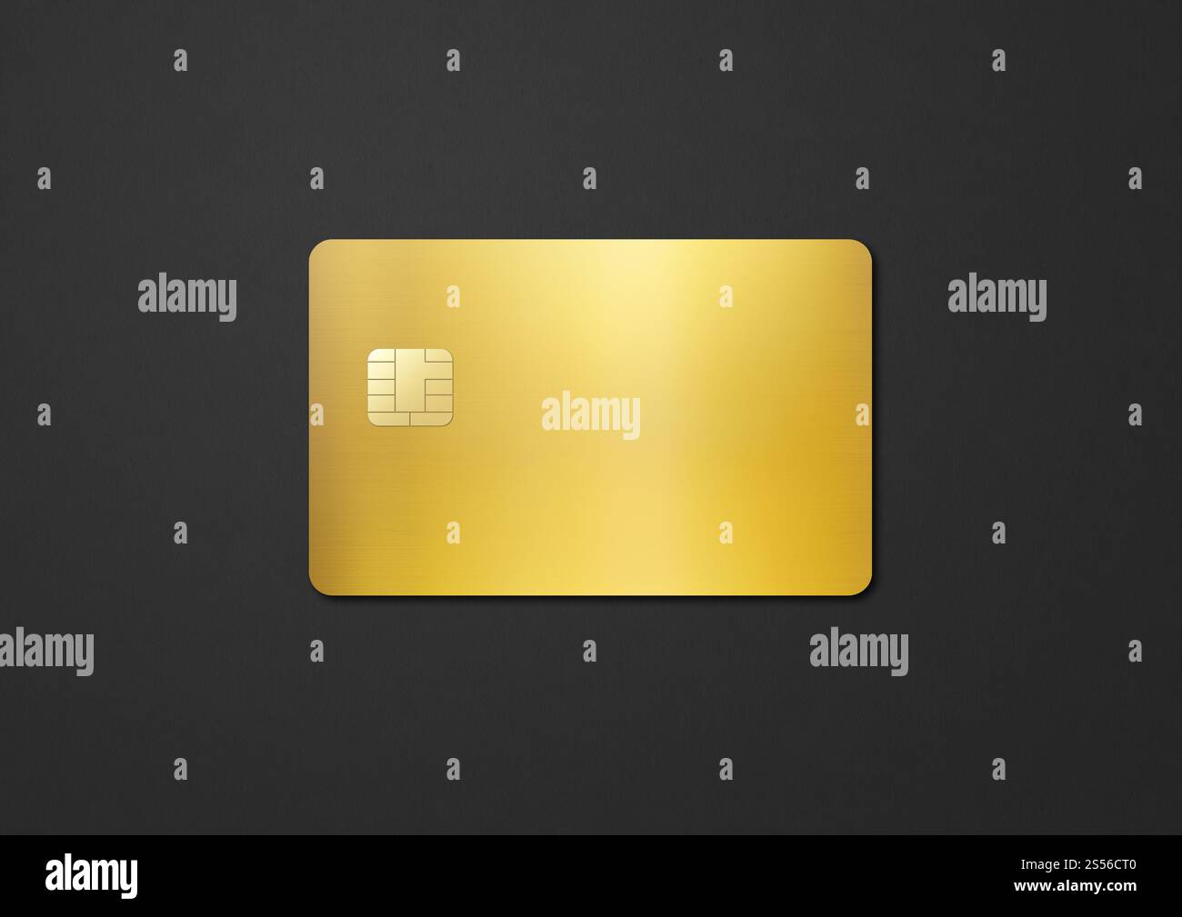 Gold credit card template on a black background. 3D illustration. Gold ...