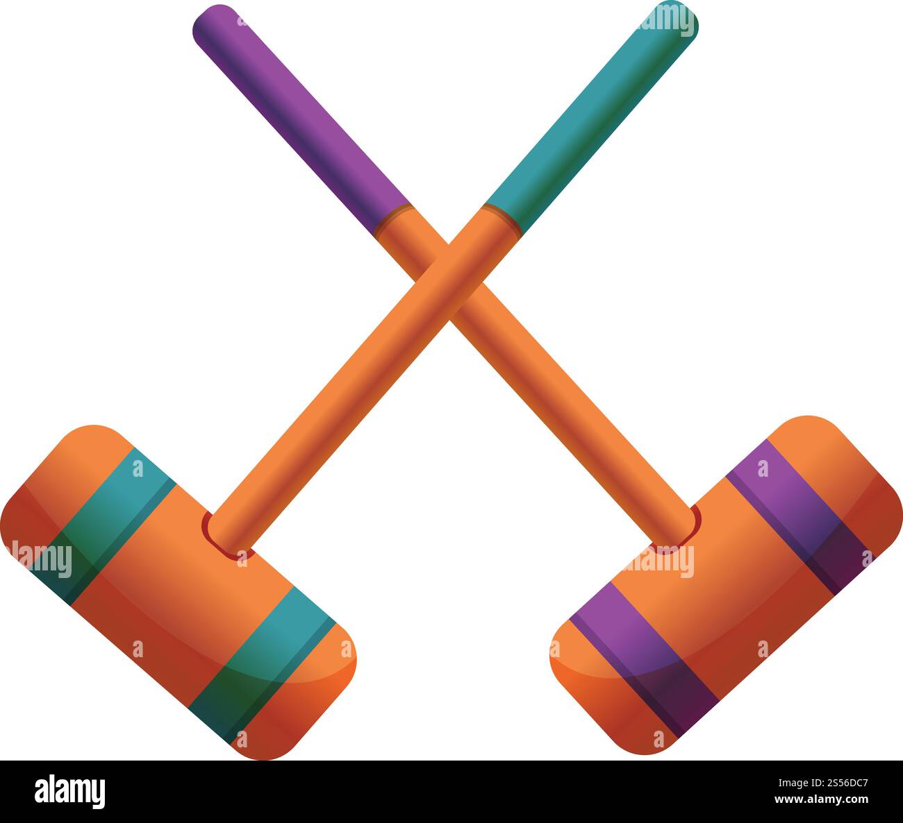 Croquet crossed mallet icon. Cartoon of croquet crossed mallet vector ...