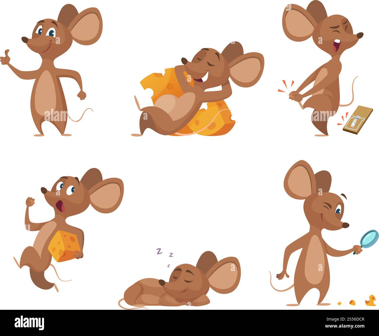 Various characters of mice in action poses. Mouse animal, rat rodent ...